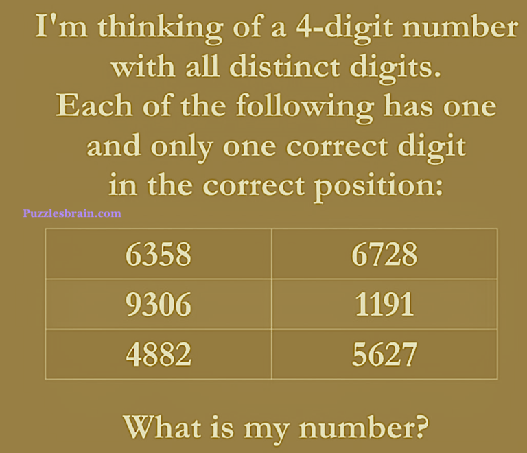 Find 4 digit number brain teaser - PB